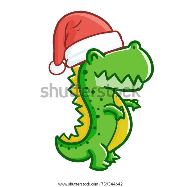Cute Funny Trex Wearing Santas Hat Stock Vector Royalty Free 759544642