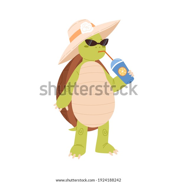 Cute Funny Turtle Drinking Cocktail Cool Stock Vector (Royalty Free ...