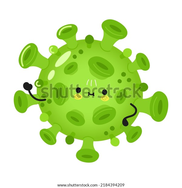 Cute Funny Virus Waving Hand Character Stock Vector (Royalty Free ...