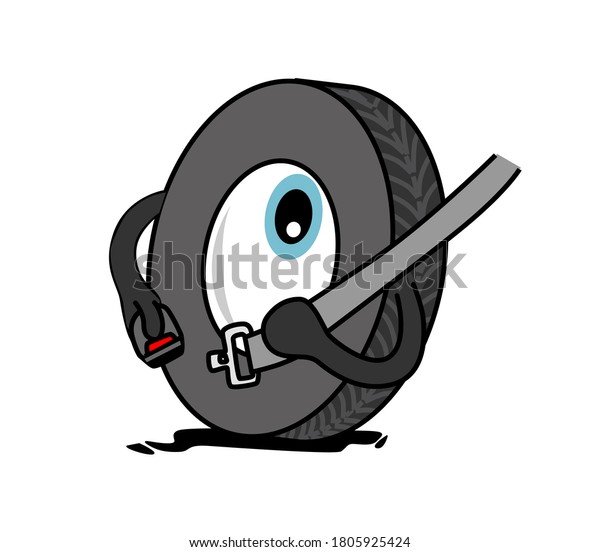 Cute Funny Wheel Character Putting Car Stock Vector (Royalty Free ...