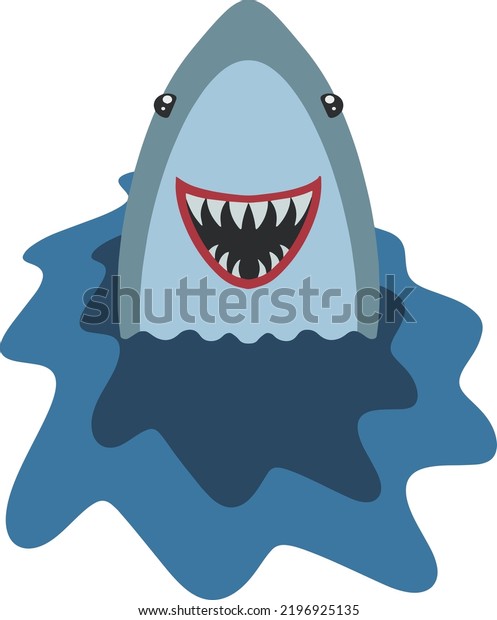 Cute Funny White Shark Face Stock Vector (Royalty Free) 2196925135 ...