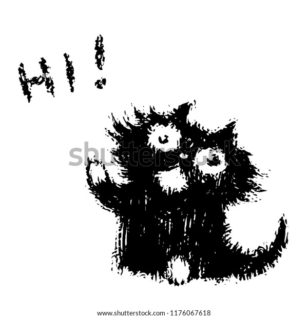 Cute Fur Friendly Cat Says Hi Stock Vector (Royalty Free) 1176067618 ...