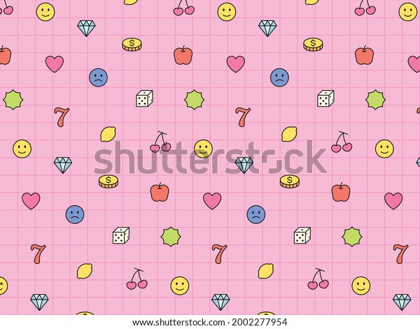 Cute Gambling Icons Arranged On Pink Stock Vector (Royalty Free ...