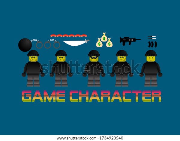 Cute Game Character Design Accesories Mini Stock Vector (Royalty Free ...