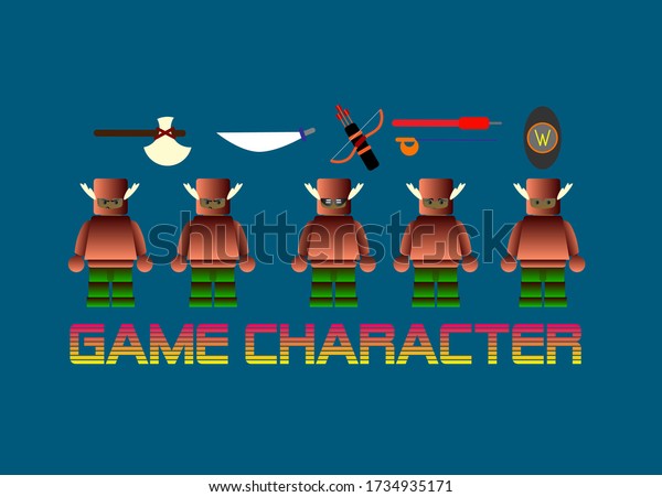 Cute Game Character Design Accesories Mini Stock Vector (Royalty Free ...