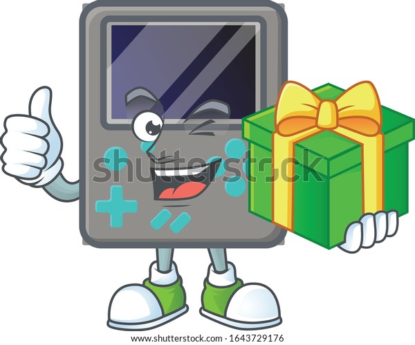 Cute Game Console Character Holding Gift Stock Vector (Royalty Free ...