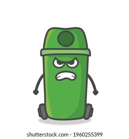 Cute Garbage Can Character Flat Cartoon Stock Vector (Royalty Free ...