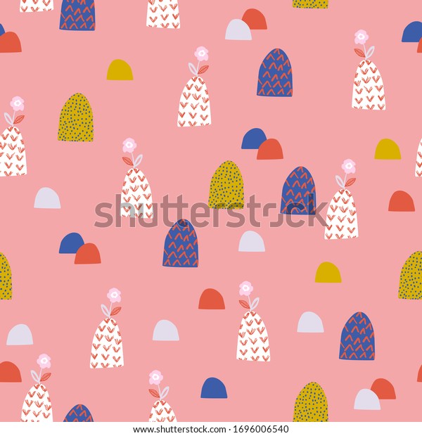 Cute Garden Seamless Patten Cartoon Blooming Stock Vector (Royalty Free ...