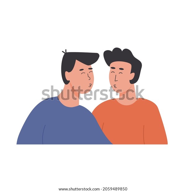 Cute Gay Couple Kissing Two Men Stock Vector Royalty Free 2059489850