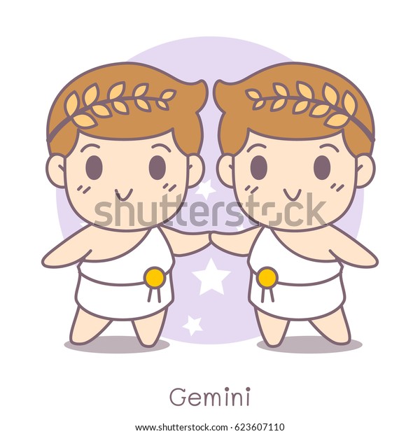 Cute Gemini Vector Symbol Cartoon Stock Vector (Royalty Free) 623607110