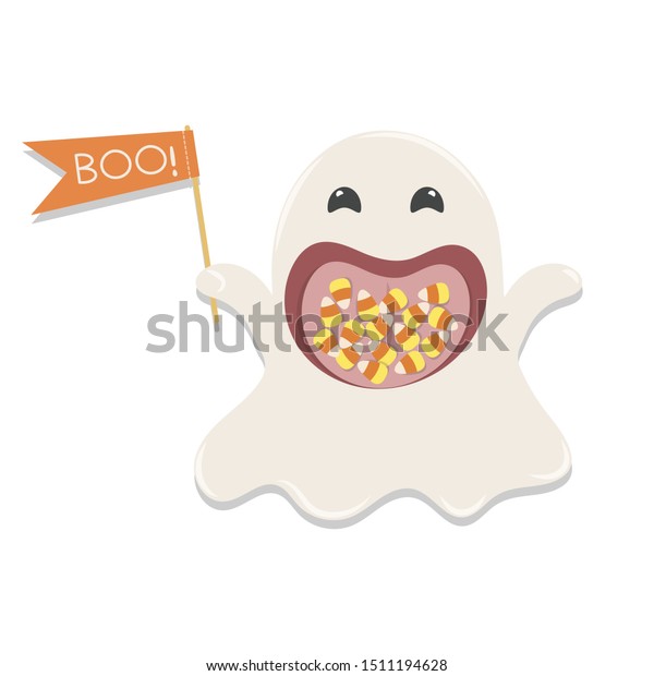 Cute Ghost Candy Corn Mouth Vector Stock Vector (Royalty Free ...