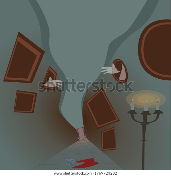 Cute Ghost Hallway Cartoon Ghost Illustrations Stock Vector (Royalty ...