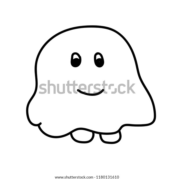Cute Ghost Hand Drawn Line Art Stock Vector (Royalty Free) 1180131610 ...