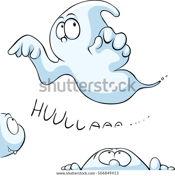 Cute Ghost Peeking Isolated On White Stock Vector (Royalty Free ...