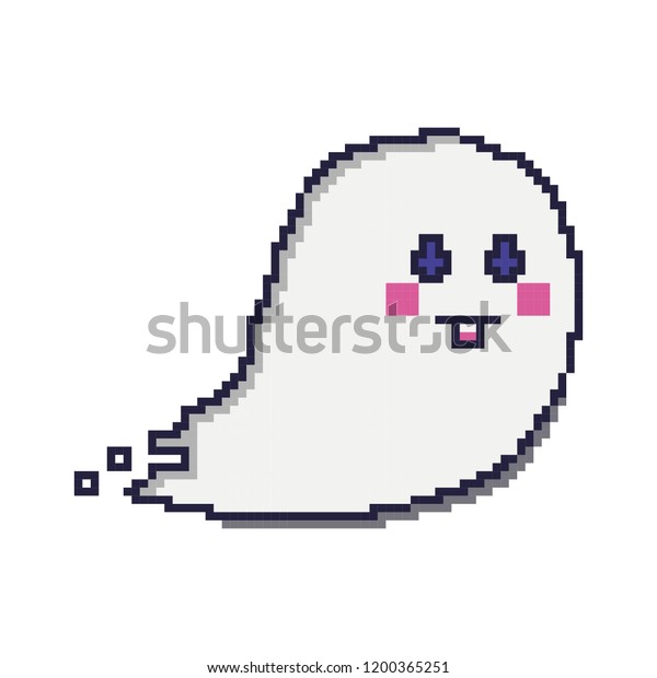Cute Ghost Pixel Art Icon Component: vetor stock (livre de direitos ...