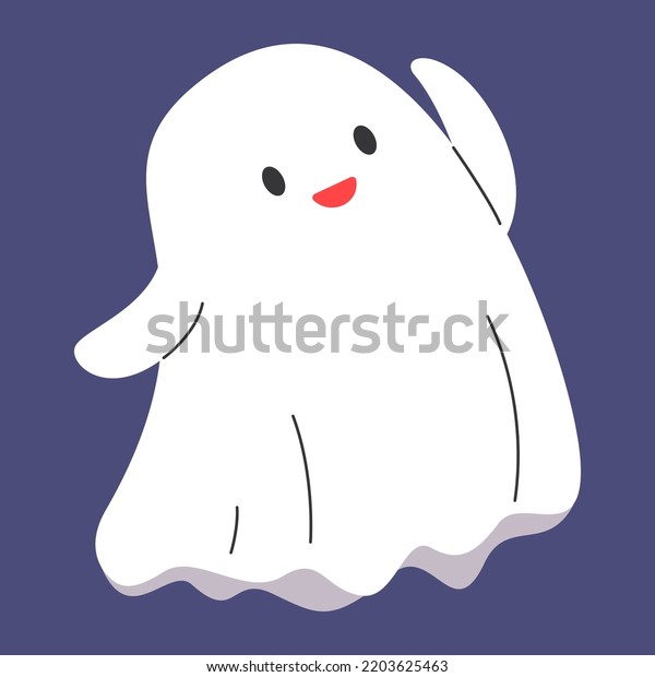 Cute Ghost Smiling Waving His Hand Stock Vector (Royalty Free ...