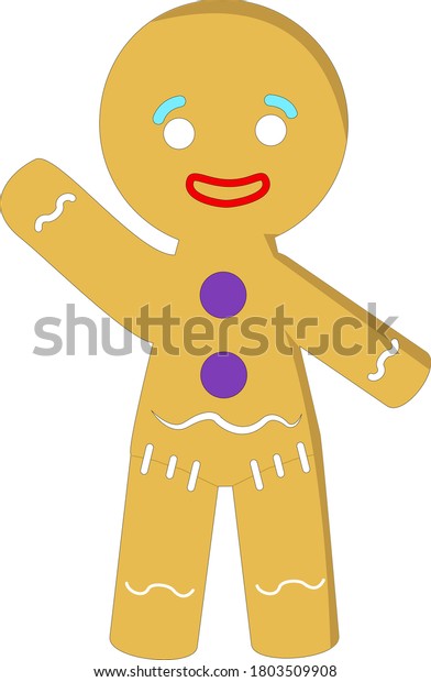 Cute Gingerbread Man Waving His Hand Stock Vector (Royalty Free ...