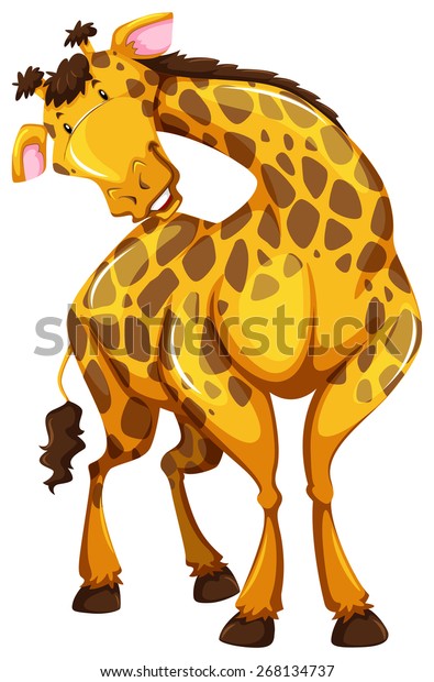 Cute Giraffe Bending Neck Pose Stock Vector (Royalty Free) 268134737 ...