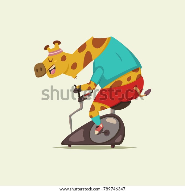 Cute Giraffe Cartoon Character Doing Exercise Stock Vector (Royalty ...
