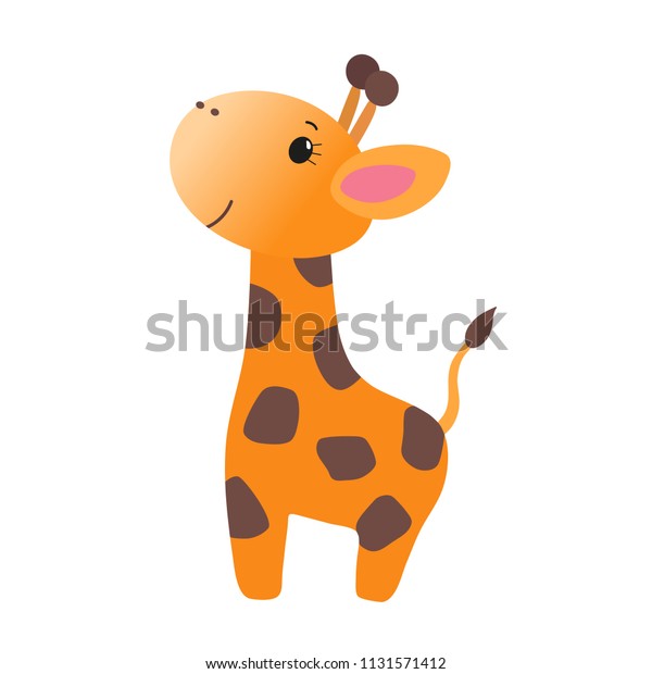 Cute Giraffe Cartoon Character Flat Style Stock Vector (Royalty Free ...