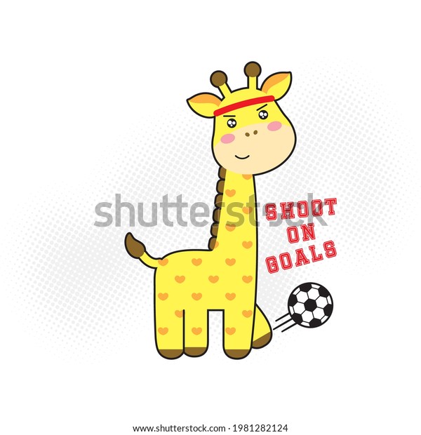 Cute Giraffe Soccer Player Vector Cartoon Stock Vector (Royalty Free ...