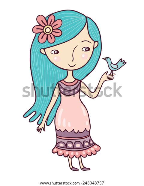 Cute Girl Bird Stock Vector (Royalty Free) 243048757