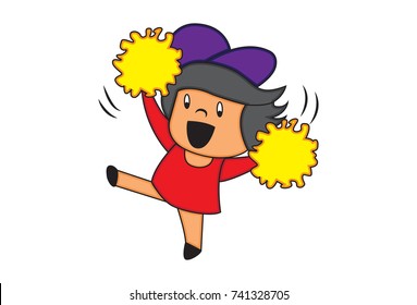 Cute Girl Character Cheering Vector Illustration: vector de stock ...