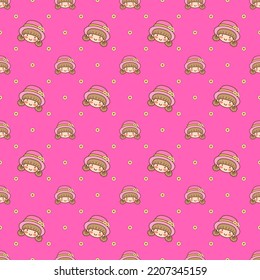 Cute Girl Pattern Pink Background Design Stock Vector (Royalty Free ...