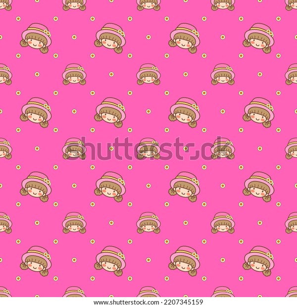 Cute Girl Pattern Pink Background Design Stock Vector (Royalty Free ...