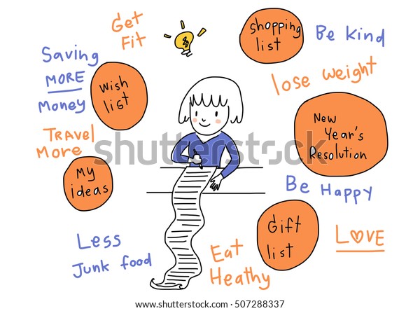 Cute Girl Planning Her Future Writing: เวกเตอร์สต็อก (ปลอดค่าลิขสิทธิ์ ...