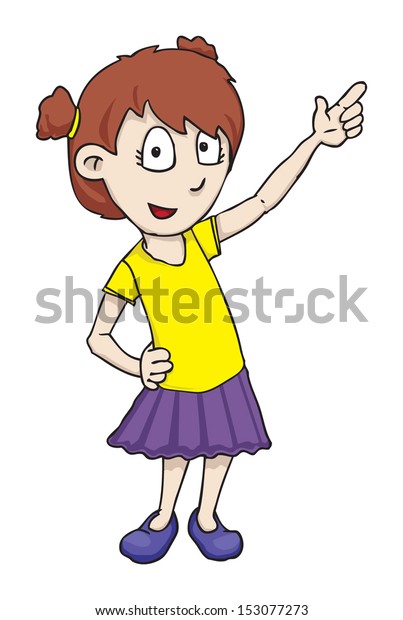 Cute Girl Pointing Vector Illustration Stock Vector (Royalty Free ...