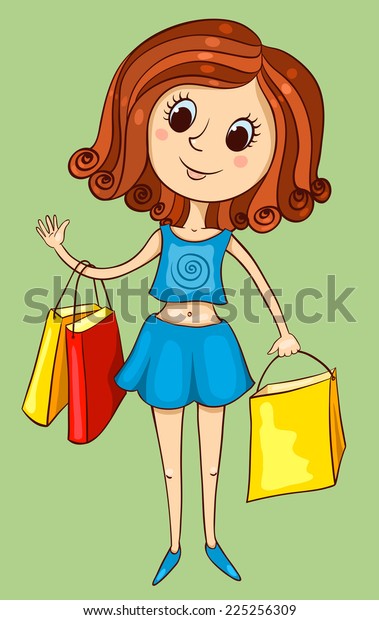 Cute Girl Purchases Cartoon Vector Illustration Stock Vector (Royalty ...
