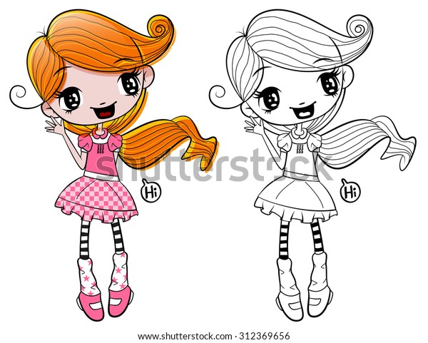 Cute Girl Saying Hi Vector Stock Vector (Royalty Free) 312369656 ...