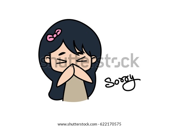 Cute Girl Saying Sorry Vector Illustration Stock Vector (Royalty Free ...