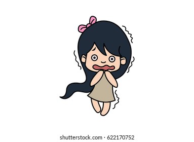 Cute Girl Scared Vector Illustration Isolated Stock Vector (Royalty ...