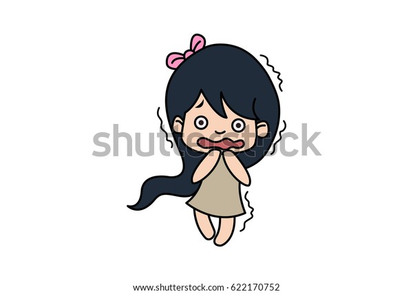 Cute Girl Scared Vector Illustration Isolated Stock Vector (Royalty ...