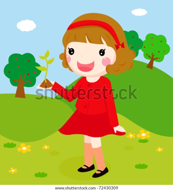 Cute Girl Tree Stock Vector (Royalty Free) 72430309 | Shutterstock