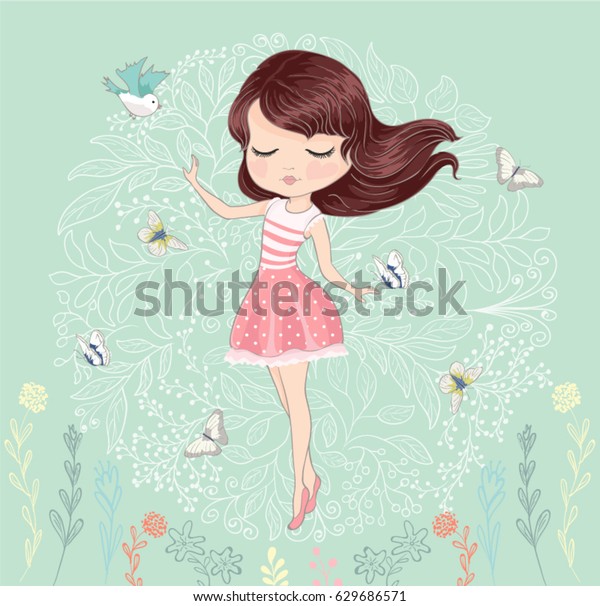 Cute Girl Vector Design Stock Vector (Royalty Free) 629686571