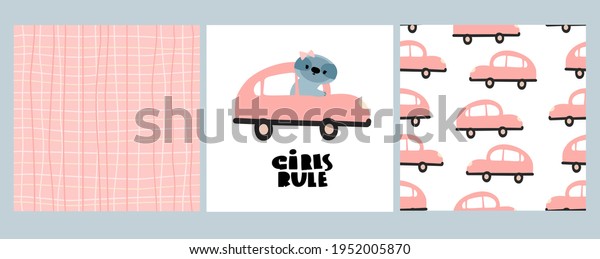 Cute Girly Print Set Childrens Cards Stock Vector (Royalty Free ...