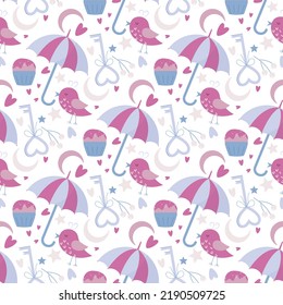 Cute Girly Seamless Pattern Pastel Colors Stock Vector (Royalty Free ...
