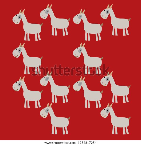 Cute Goats Background On Red Stock Vector (Royalty Free) 1754817254 ...