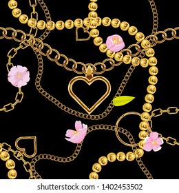 Cute Gold Chain Texture Seamless Flat Stock Vector (Royalty Free ...