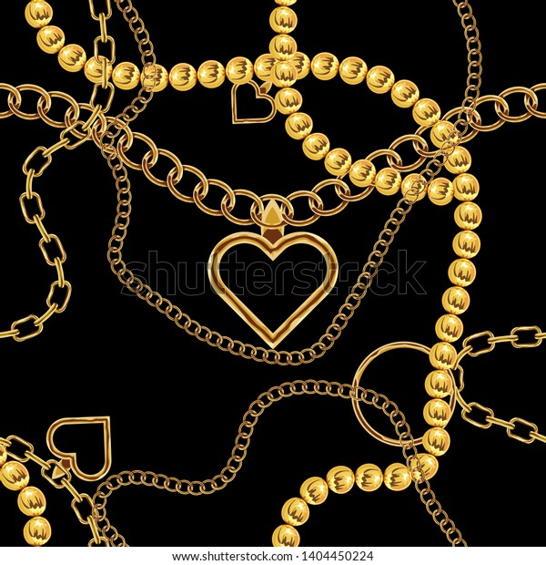 Cute Gold Chain Texture Seamless Flat Stock Vector (Royalty Free ...
