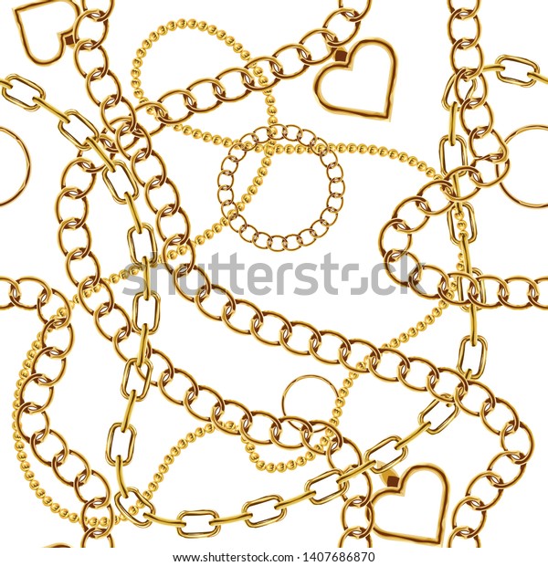 Cute Gold Chain Texture Seamless Flat Stock Vector (Royalty Free ...