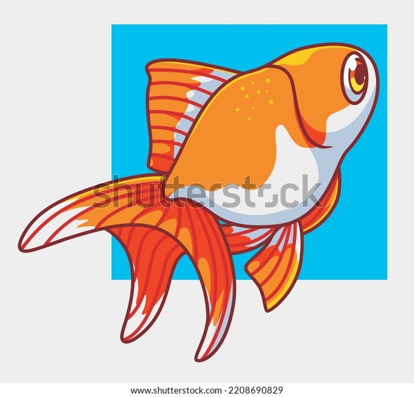 Cute Gold Fish Orange Isolated Cartoon Stock Vector (Royalty Free ...