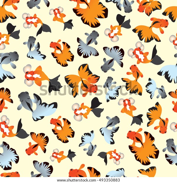 Cute Goldfish Design On Yellow Background Stock Vector (Royalty Free ...