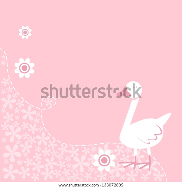 Cute Goose On Floral Background Cute Stock Vector (Royalty Free) 133072805