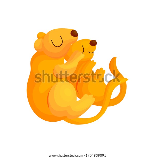 Cute Gopher Couple Hug Sleep Baby Stock Vector (Royalty Free ...