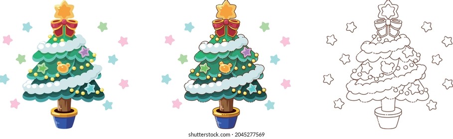 Cute Gradient Christmas Tree Illustration Stock Vector (Royalty Free ...