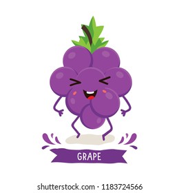 Cute Grape Character Grape Cartoon Vector Stock Vector (Royalty Free ...